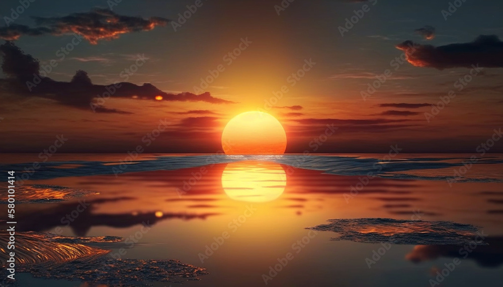 An unobstructed view of a sunset, with nothing but the sky, the sun ...