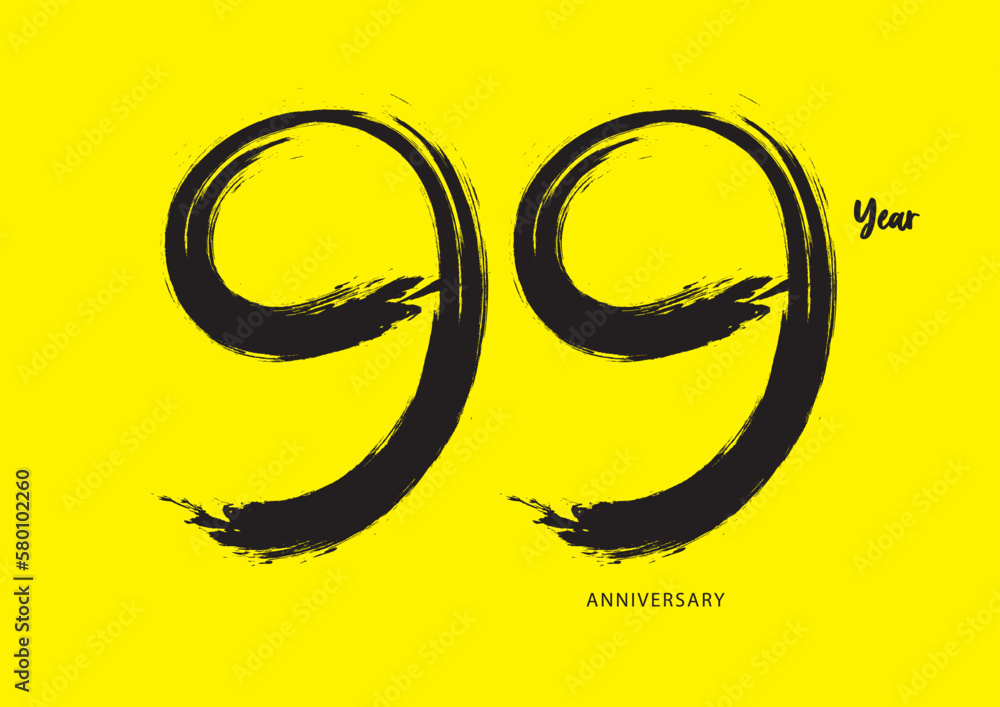 99 year anniversary celebration logotype on yellow background, 99 ...