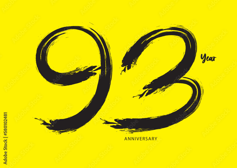 93 year anniversary celebration logotype on yellow background, 93 ...