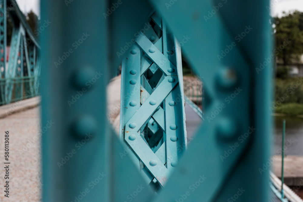 Steel structure of the bridge on the hydrotechnical facility in Wrocław ...