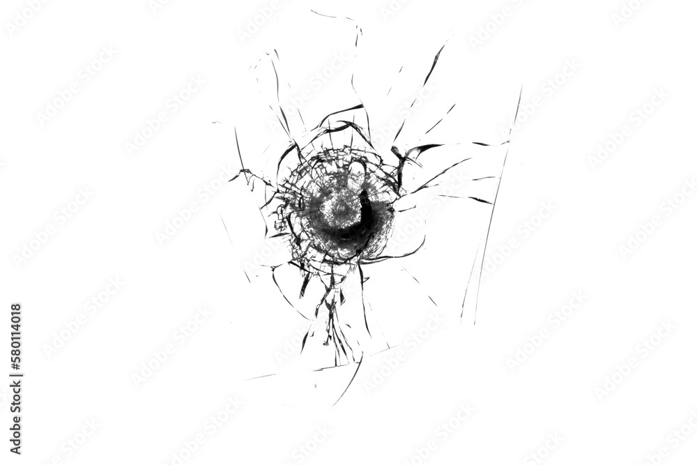 Broken glass from a bullet. Texture of broken glass. Stock Photo ...