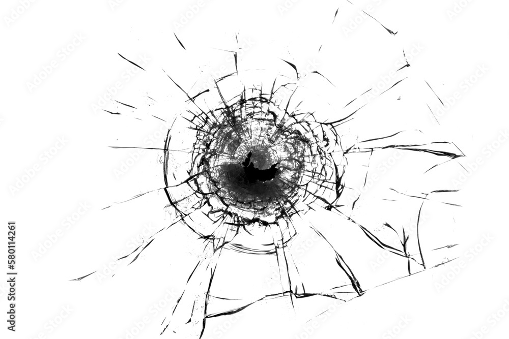Broken glass from a bullet. Texture of broken glass. Stock Photo ...