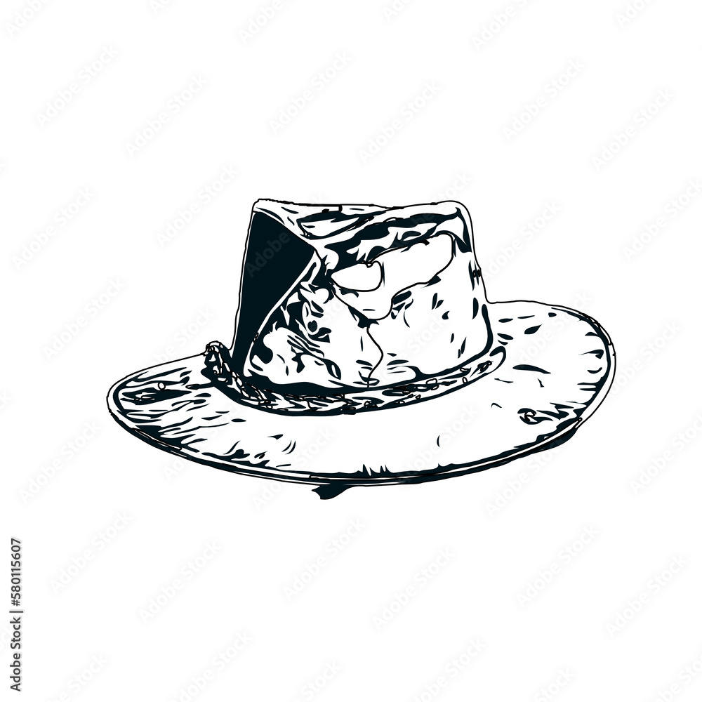 Black and white sketch of a hat with transparent background Stock ...