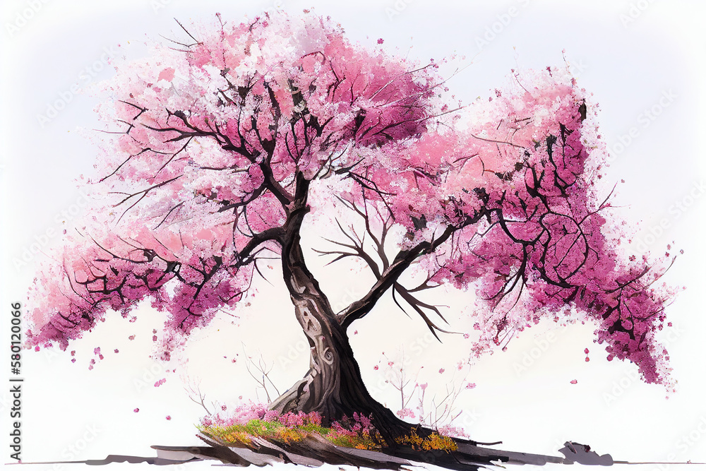 Beautiful cherry blossom display, emblematic of spring and transient ...