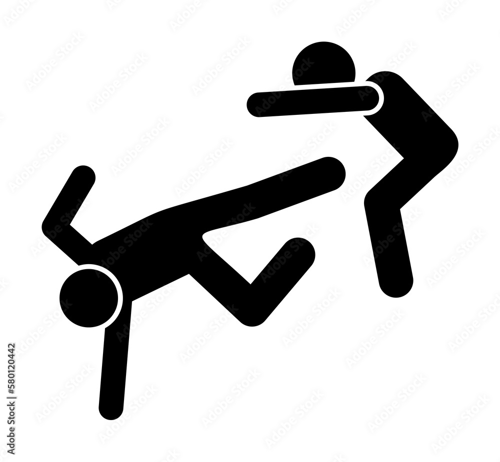 Flying men hit icon. Simple pictogram of fighting icons for ui and ux ...