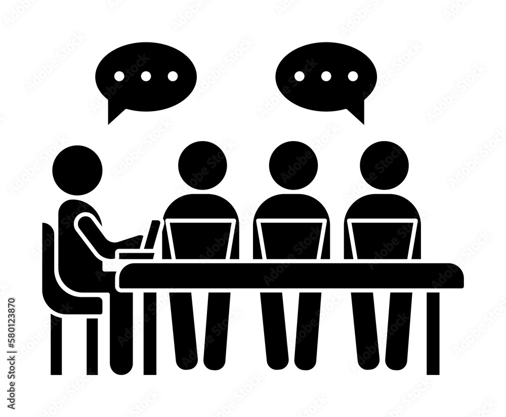 Table bubble laptops trainer icon. Simple business indoctrination icons ...