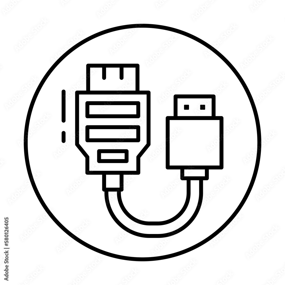 Hdmi, connector icon. Simple line, outline elements of connectors and ...