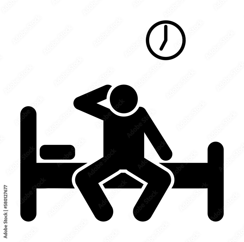 Man, wake up, bed, morning icon. Element of daily routine pictogram ...