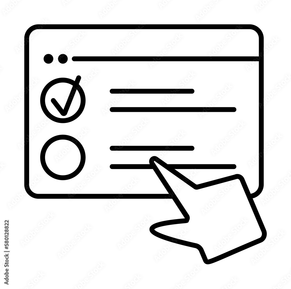 Browser education quiz regular icon. Simple line, outline of e-learning ...