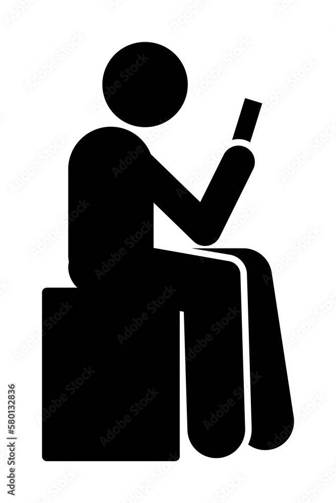 Man, sit down, use phone icon. Element of human use phone. Premium ...