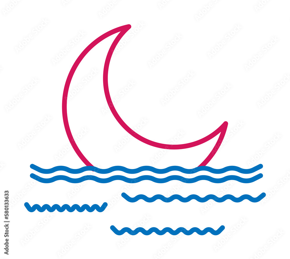 Islam, isha prayer 2 colored line icon. Simple blue and red element ...