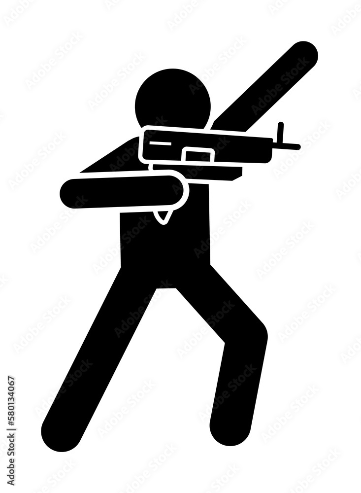 Gun shoot man icon. Simple warning armed man icons for ui and ux ...