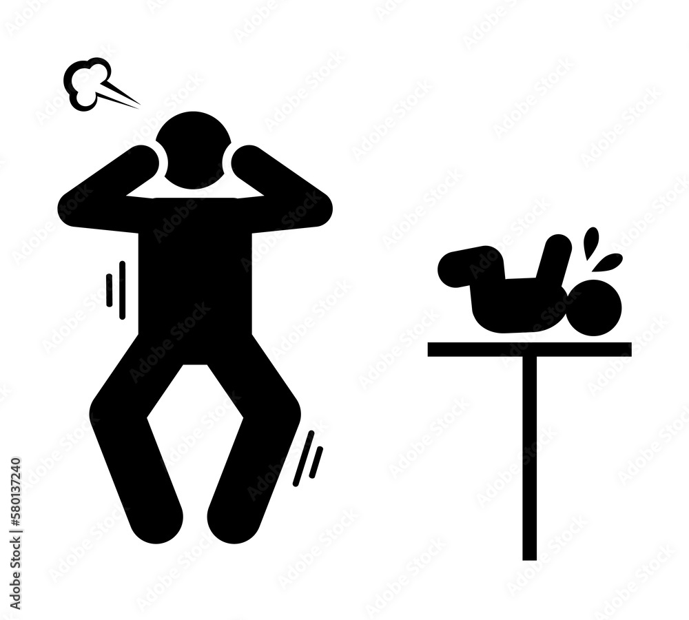 Baby, crying, father, messy, parenting icon. Element of parent icon ...