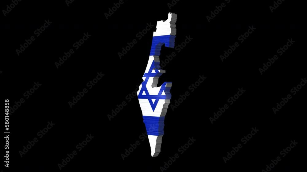 3D animation of Israel map rotating, isolated by alpha channel ...