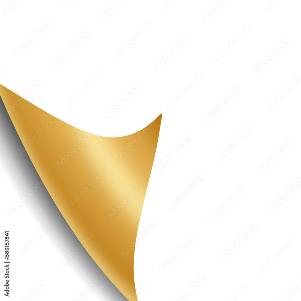 Golden page corner, gold page corner, golden folding paper, gold curled ...