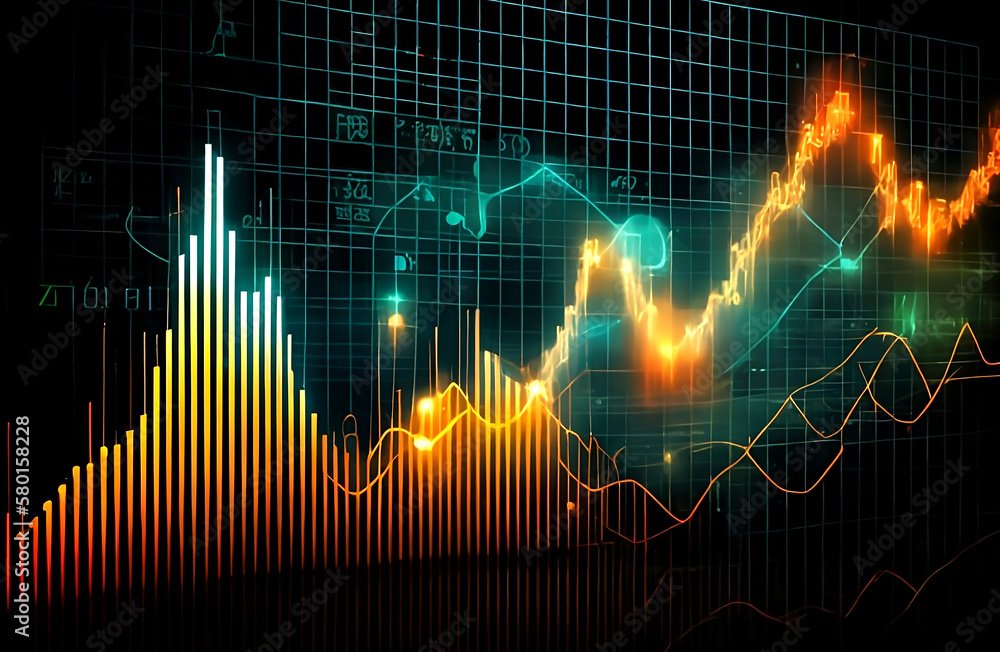 market graph Stock market data chart with Japanese candlesticks ...