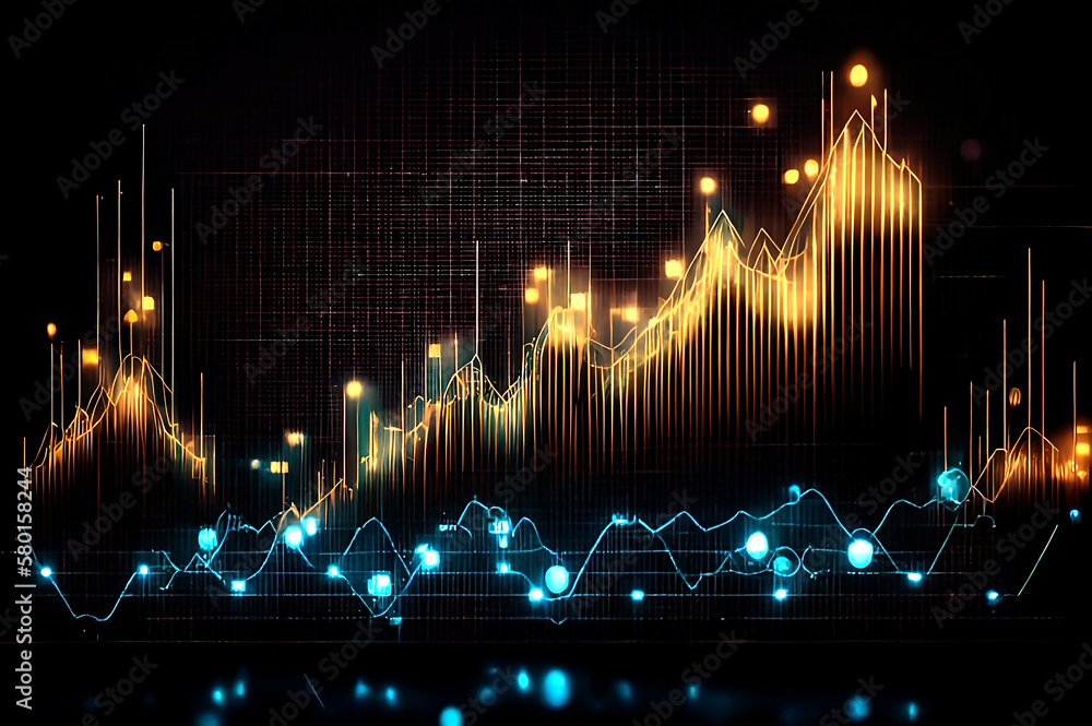 market graph Stock market chart with Japanese candlesticks indicating ...