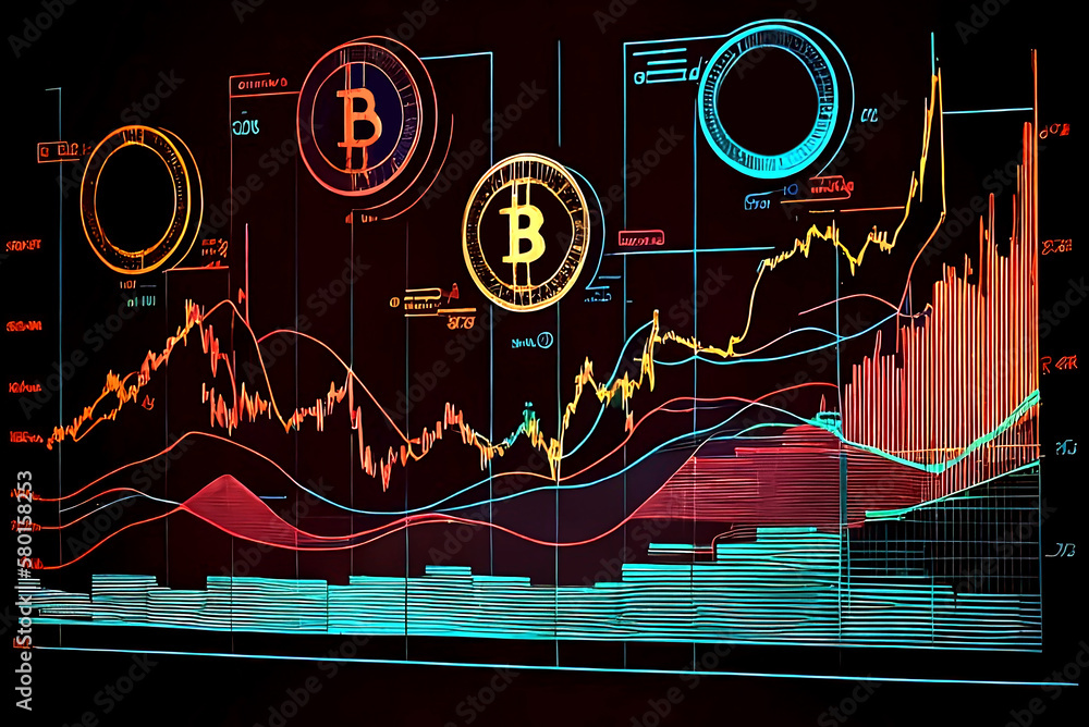 market graph Stock market chart with Japanese candlesticks indicating ...