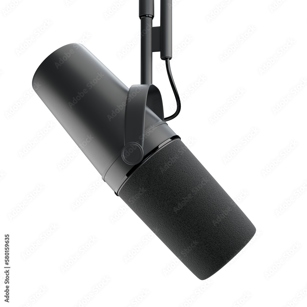 Podcast microphone isolated transparent backgrounds 3d rendering png ...