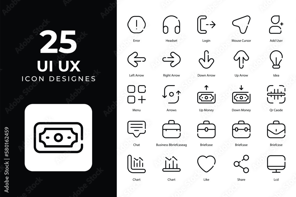 Ui Ux icons set, Ui Ux Related Objects and Elements. Vector Illustration Collection. creative ...