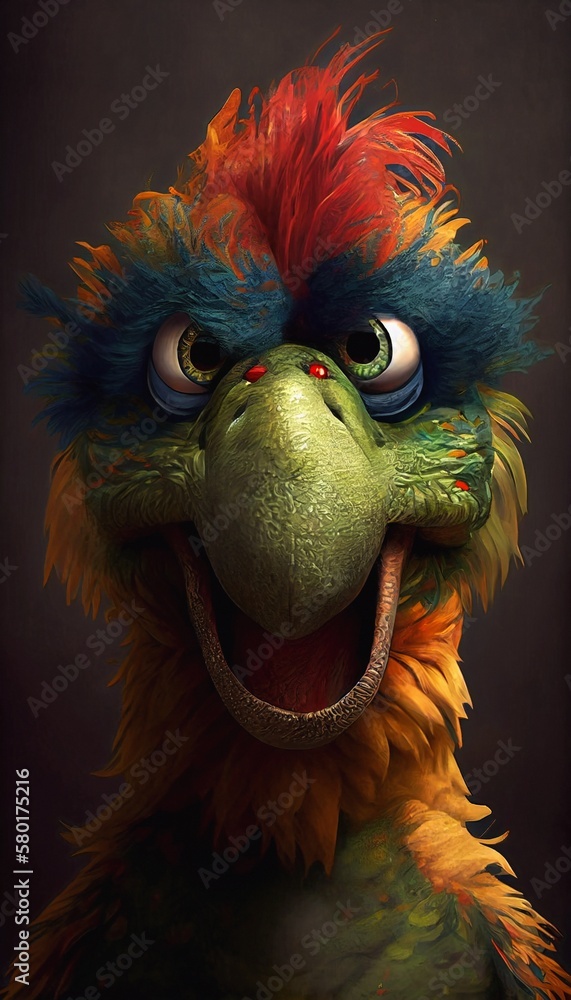 bird feathers head character portrait depicted fantasy monster cocky ...