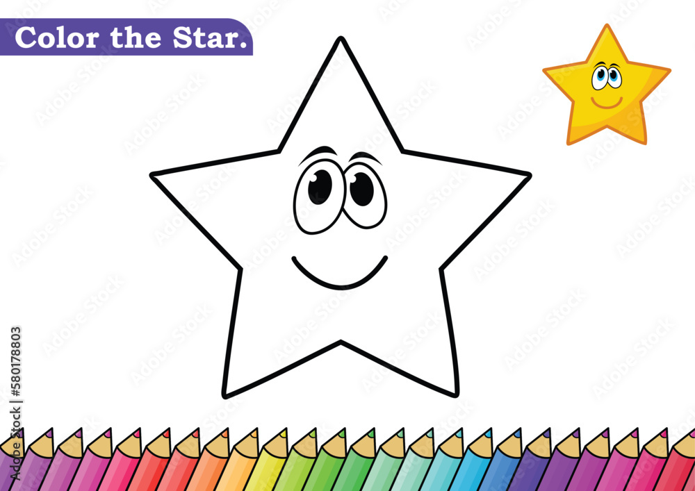 Coloring page for Star vector illustration. Kindergarten children ...