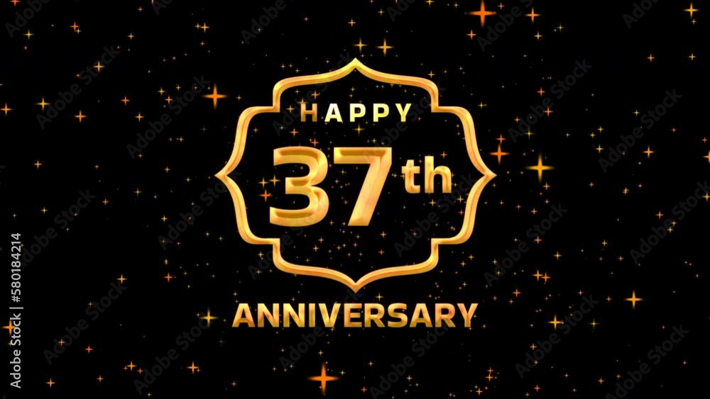 Video „Happy 37th Anniversary animation text in gold color on particles ...