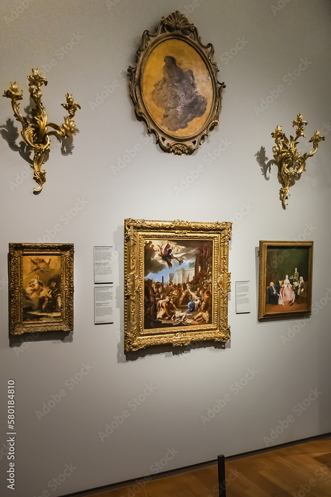 Interior of famous Amsterdam Rijksmuseum dedicated to arts and history ...