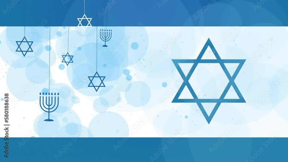 Flag of Israel with state symbol. Star of David and menorah religious ...
