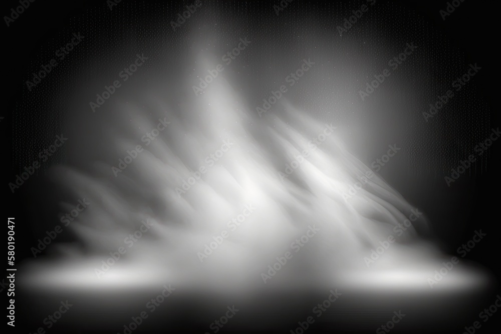 Template of white fog created by water spray isolated on a dark ...