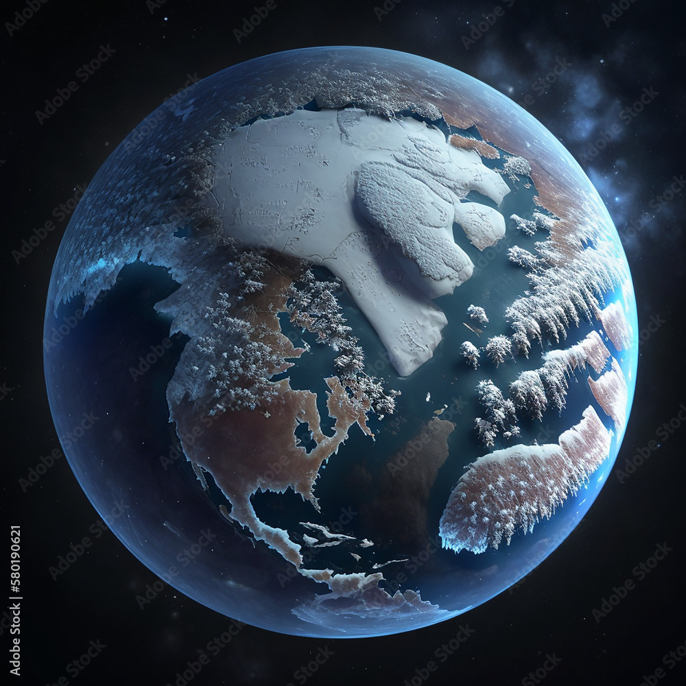 Illustrazione Stock Der Klimawandel auf der Erde kann zur Vereisung des ...