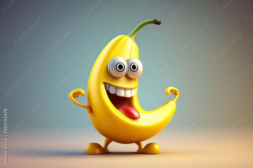 Funny banana cartoon character. Generative AI. Stock Illustration ...