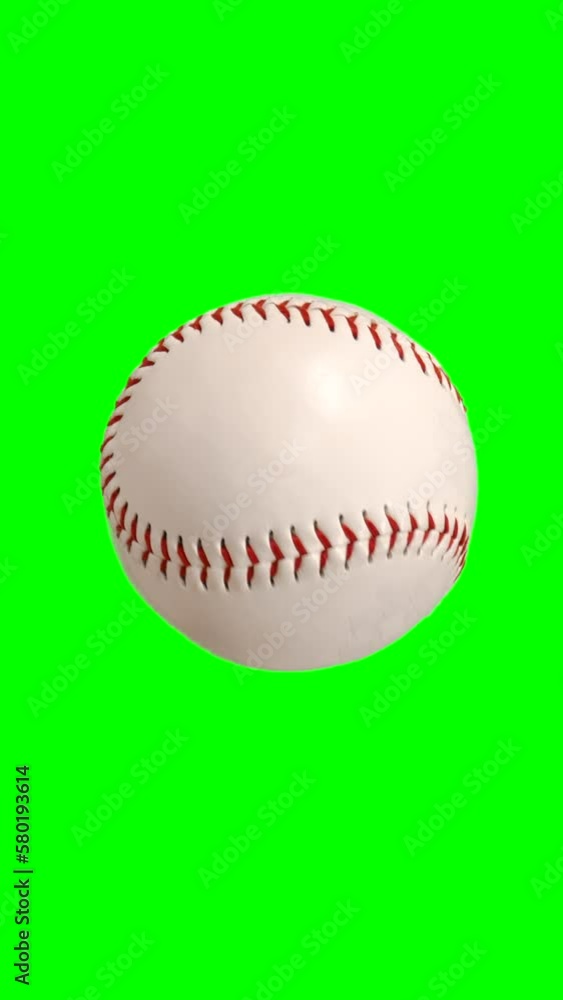 Spinning baseball loop with chroma key green background. Vertical video ...
