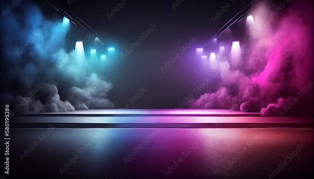 The dark stage shows empty dark blue purple pink background Ai generated image Stock ...
