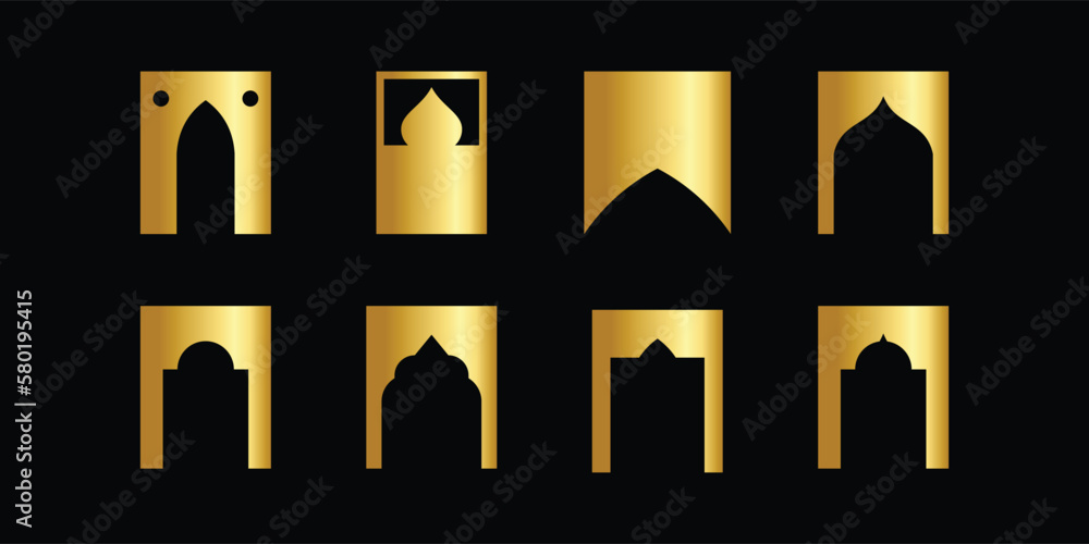 set of Arabic windows arch various shapes for mosque, Muslim and ...