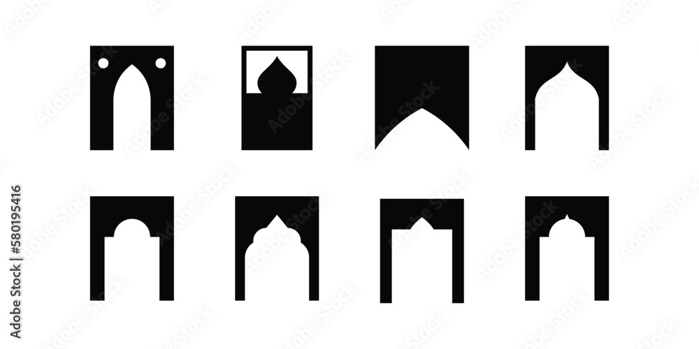 set of Arabic windows arch various shapes for mosque, Muslim and ...