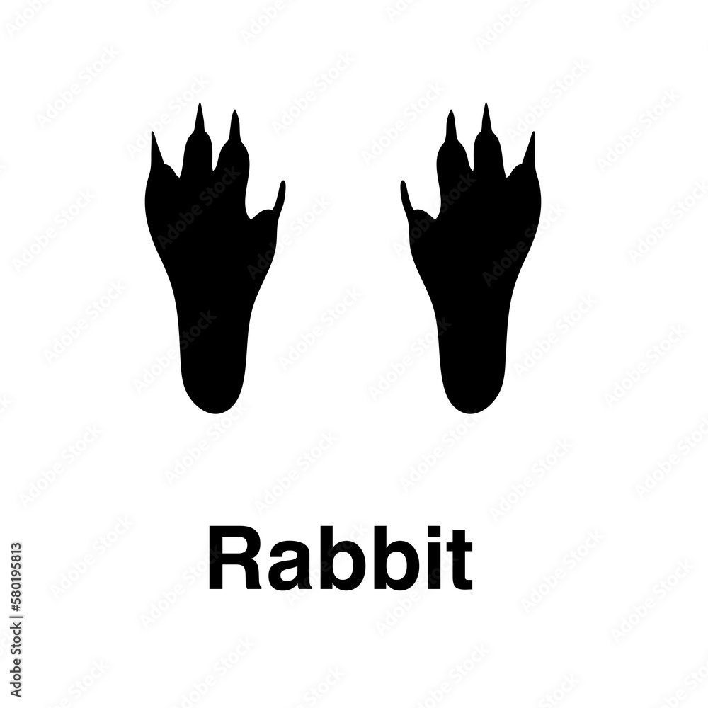 Rabbit Foot print, vector icon illustration, animal paw print isolated ...