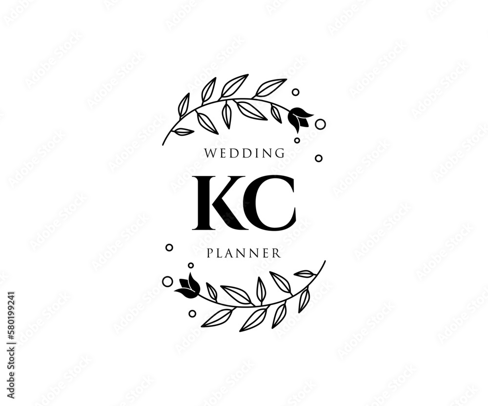 KC Initials letter Wedding monogram logos collection, hand drawn modern ...