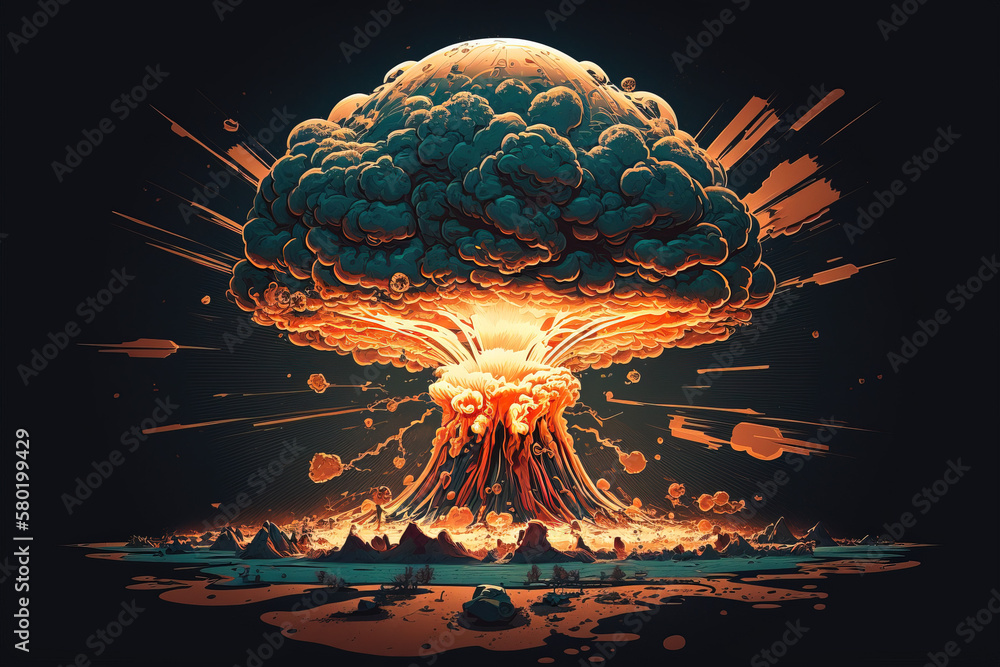 Naklejka Detailed and intricate illustration of a nuclear bomb ...