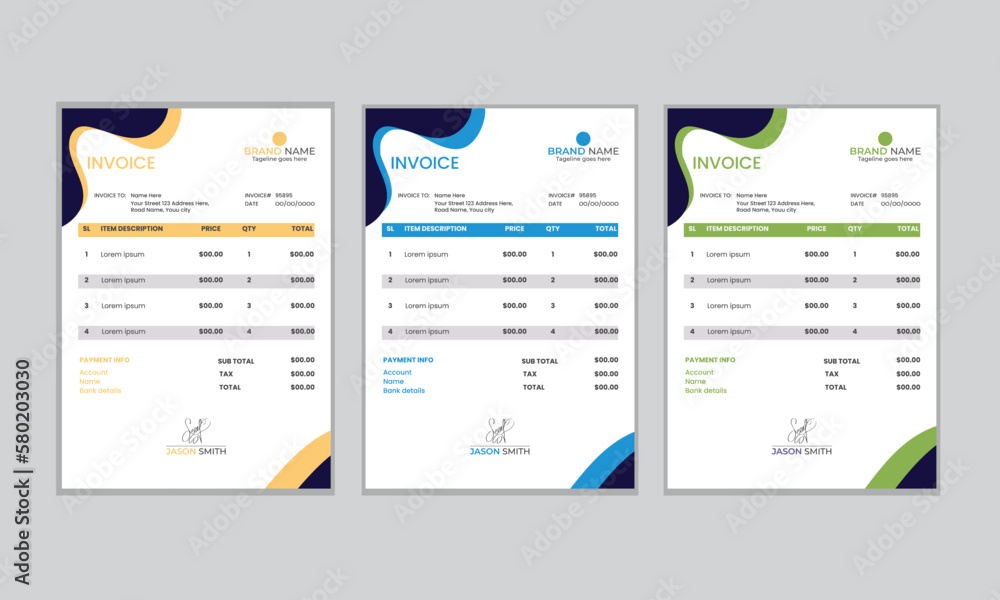 clean invoice template, professional business invoice design,creative ...