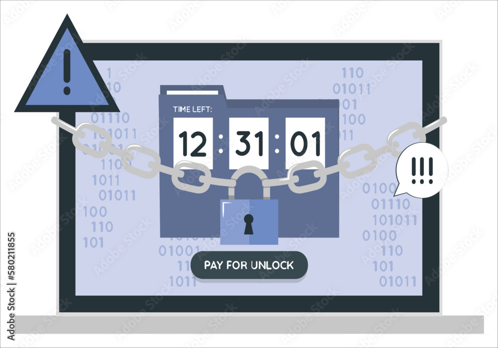 Computer infected by malware ransomware wannacry or maze virus. Cyber ...