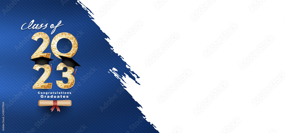 Class of 2023 text for graduation gold design, congratulation event, T ...