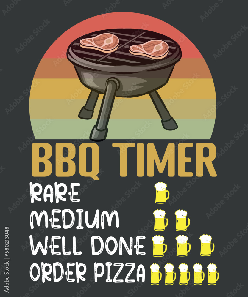 Vintage BBQ Timer Barbecue Grill Grilling dad funny BBQ Smoker BBQ ...