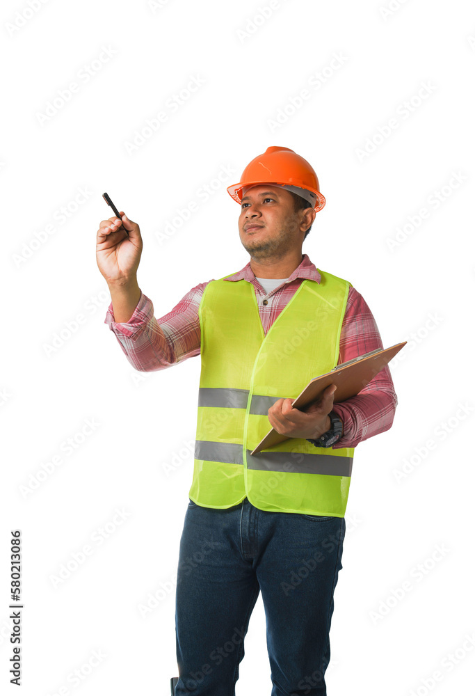 Portrait of a handsome chief engineer wearing a hard hat. wearing a ...