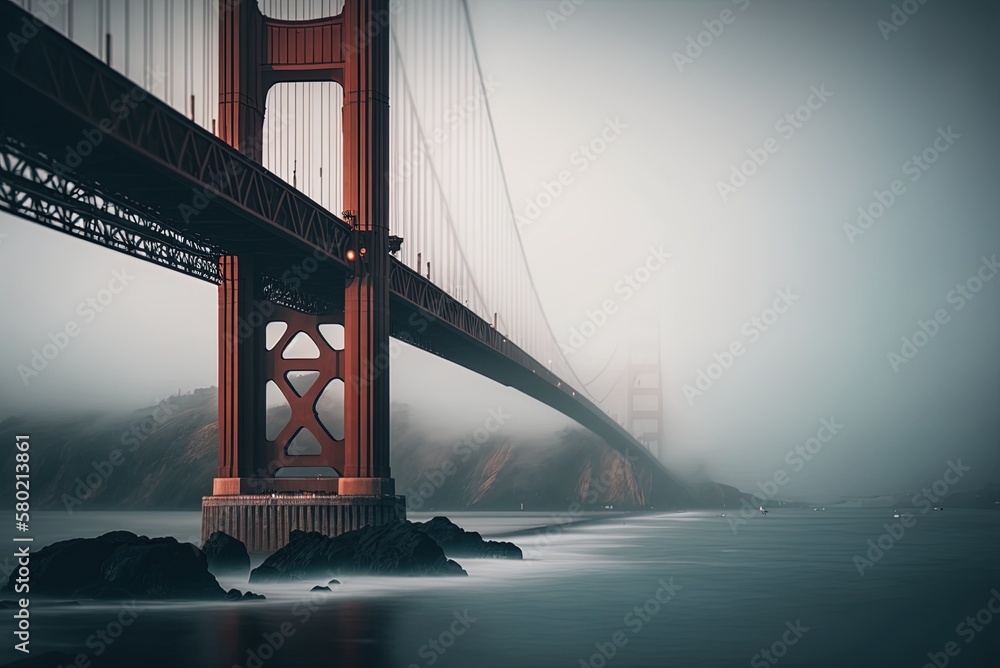 Fogged-over Golden Gate Bridge in San Francisco, California, USA ... Fogged-over Golden Gate Bridge in San Francisco, California, USA ...