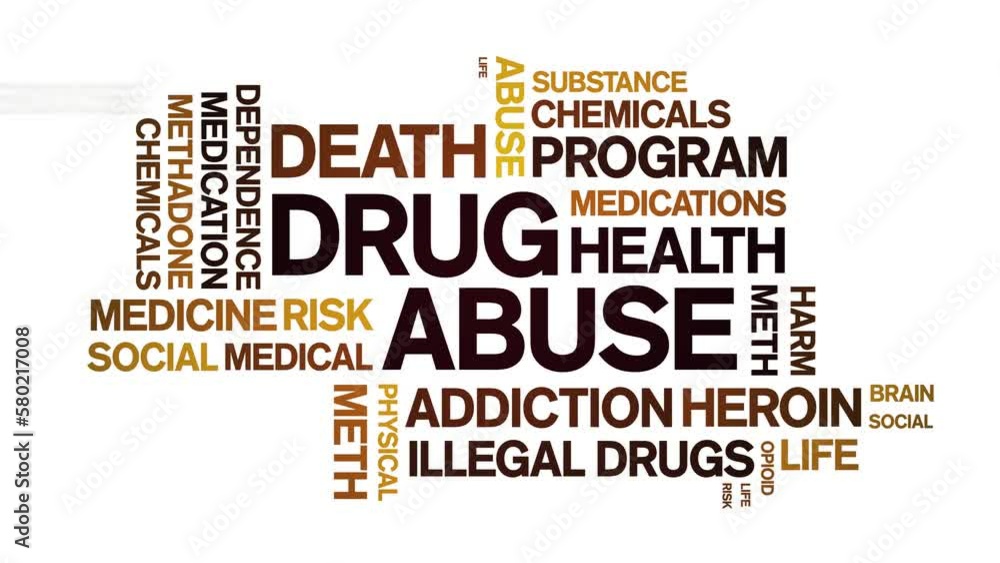 Drug Abuse animated tag word cloud;text design animation kinetic ...