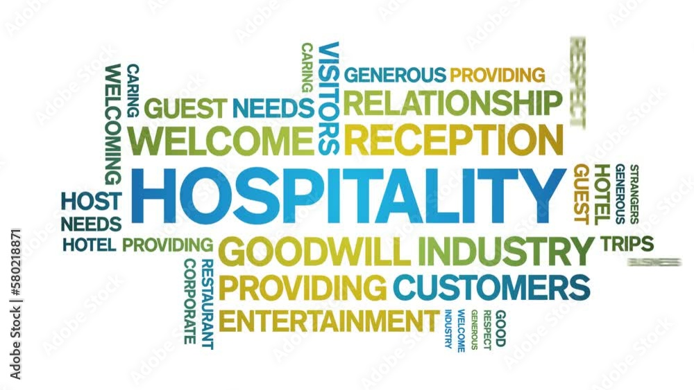 Hospitality animated tag word cloud;text design animation kinetic ...