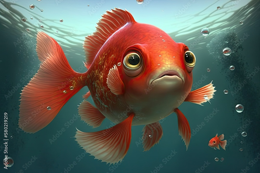 cute red fish image swimming. Generative AI Stock Illustration | Adobe ...