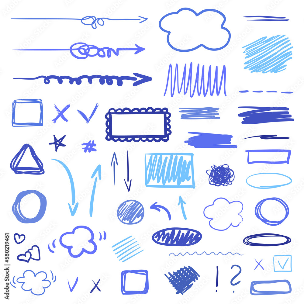 Infographic elements on isolation background. Colored set of sketchy ...