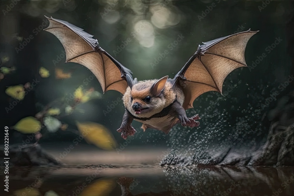 Action shot of a flying Pipistrelle bat (Pipistrellus pipistrellus ...